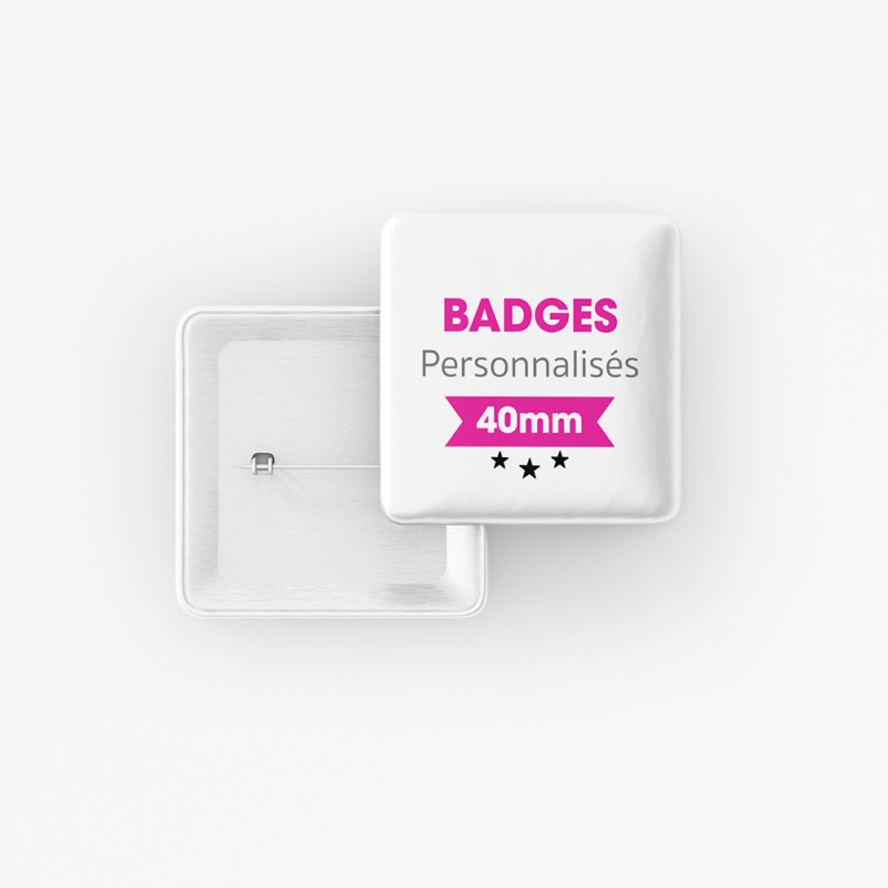 Badges Carrés 40x40mm - Personnalisation facile et rapide